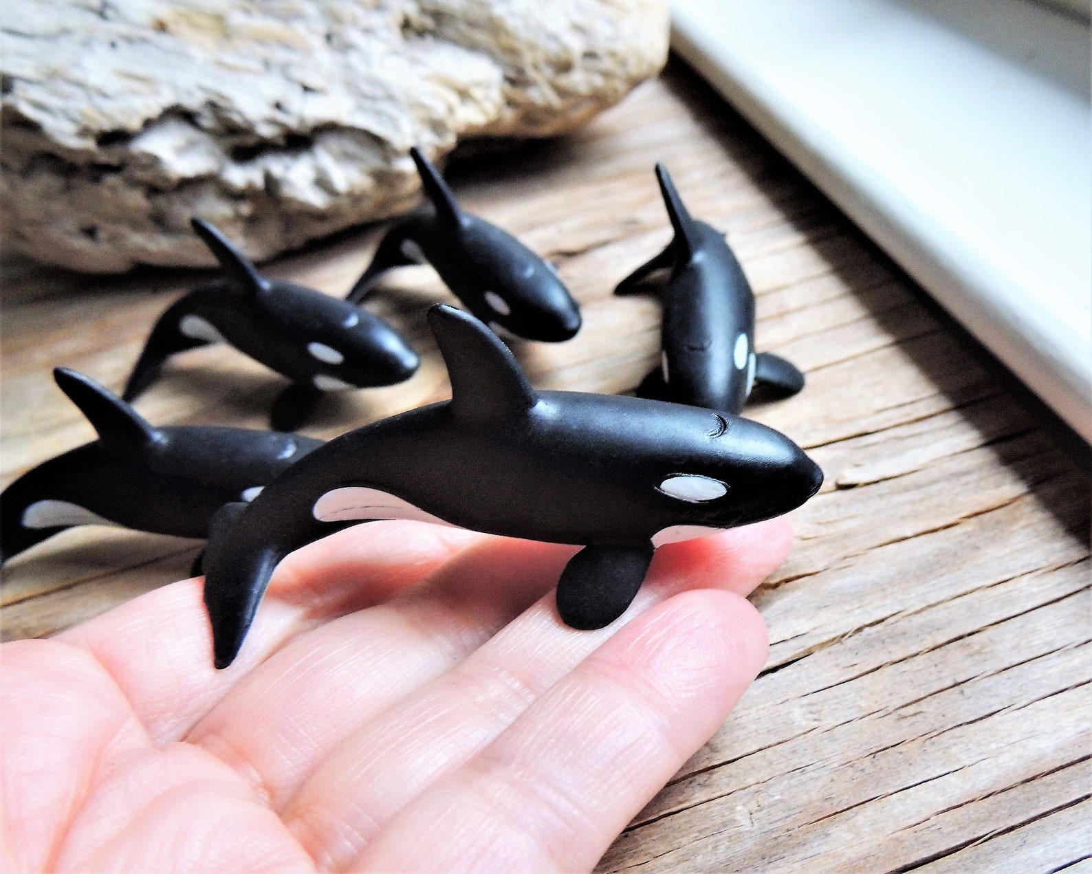 MINIATURE KILLER WHALE Orca Ocean Animal Figures Figurines Dollhouse ...