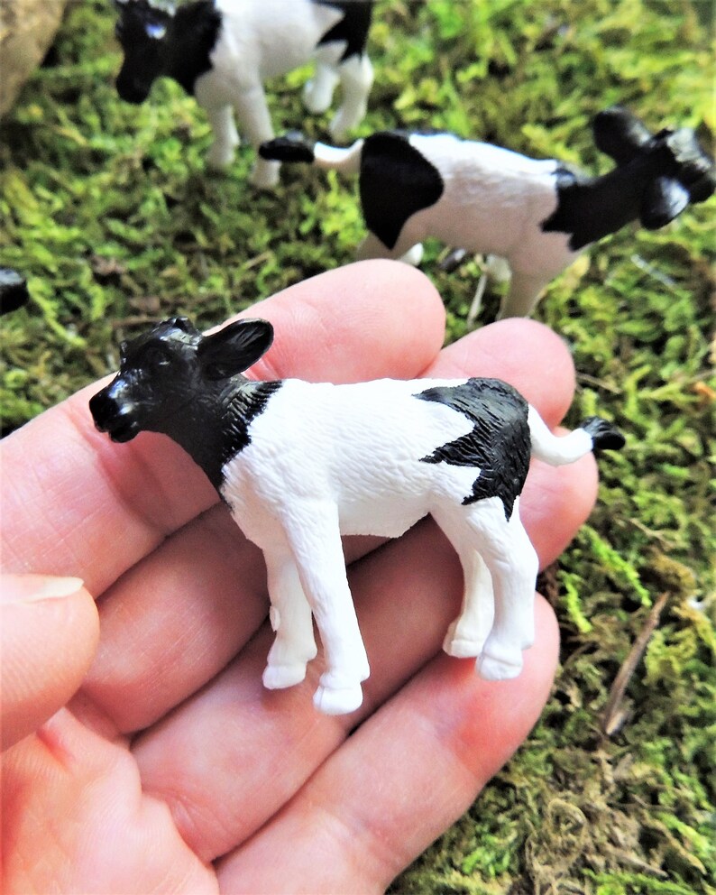 MINIATURE COW CALF Holstein Cattle Farm Animal Plastic Figures - Etsy
