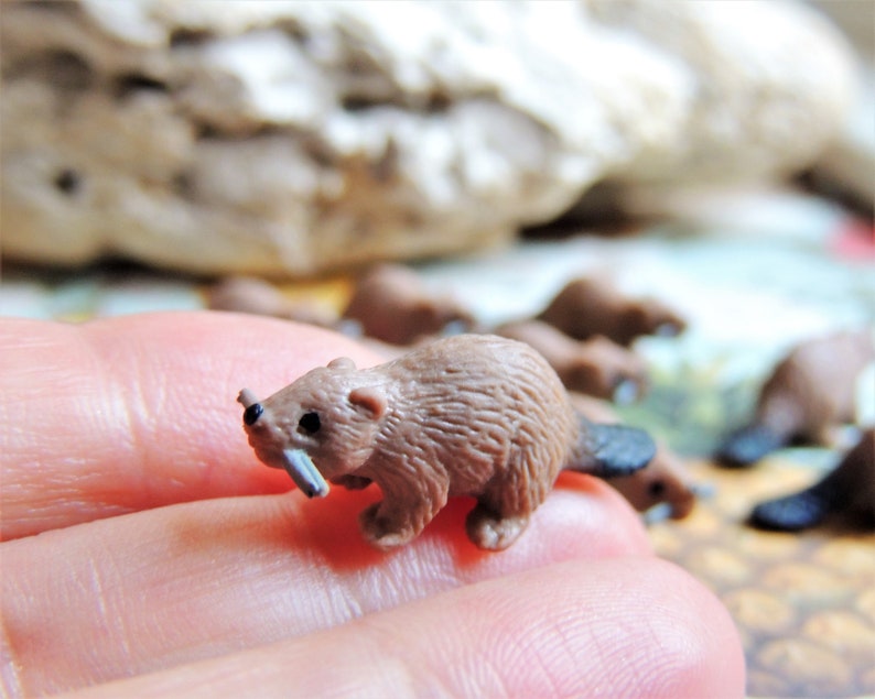 MINIATURE BEAVER Animals Figures Soft Figurines Fairy Garden - Etsy