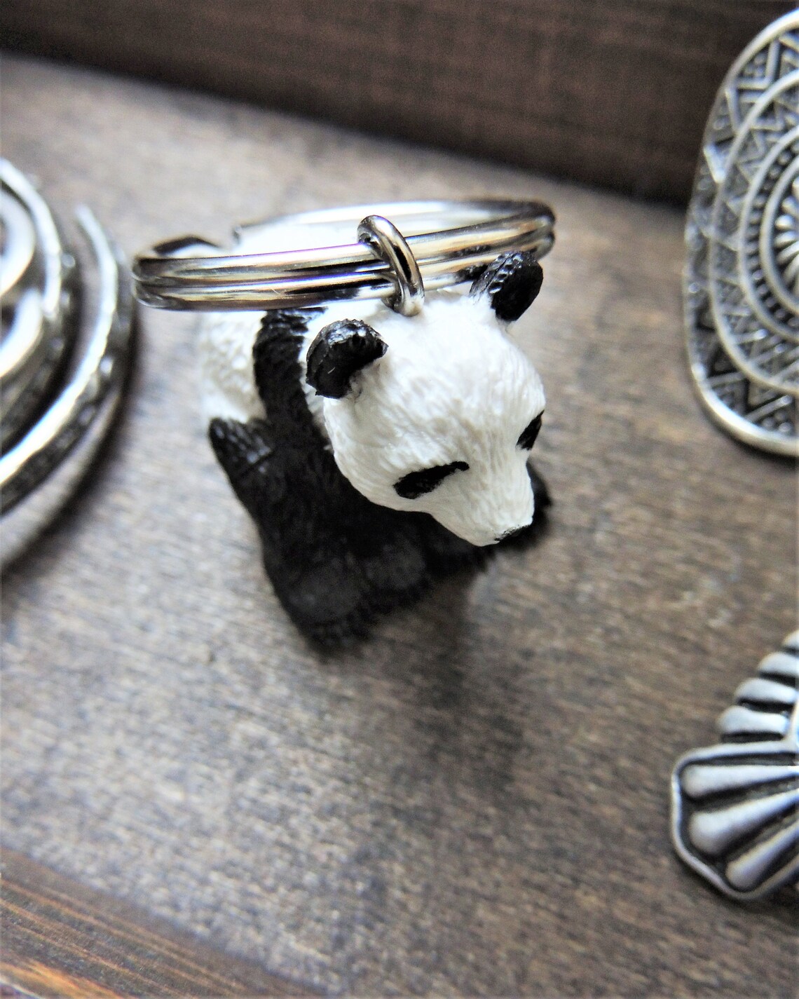 KEYCHAIN Key Chain Giant PANDA Bear Key Ring Key Fob Animal Cute Fun ...