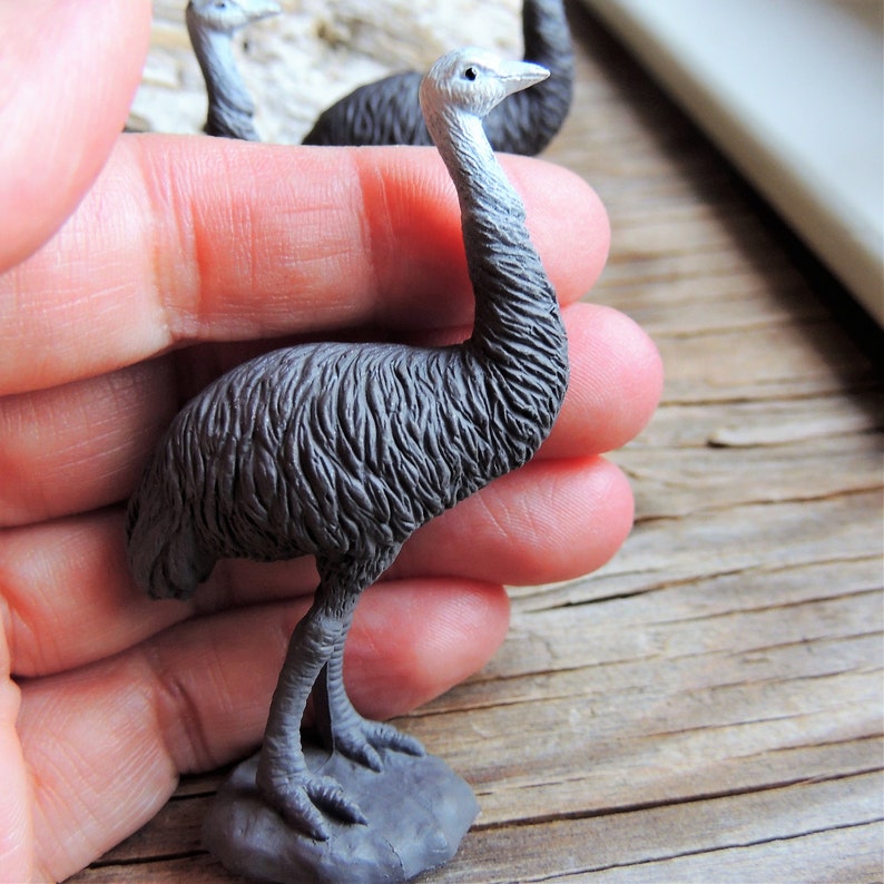 EMU Ostrich MINIATURE Animal Figurine Figures Bird Fairy Garden ...