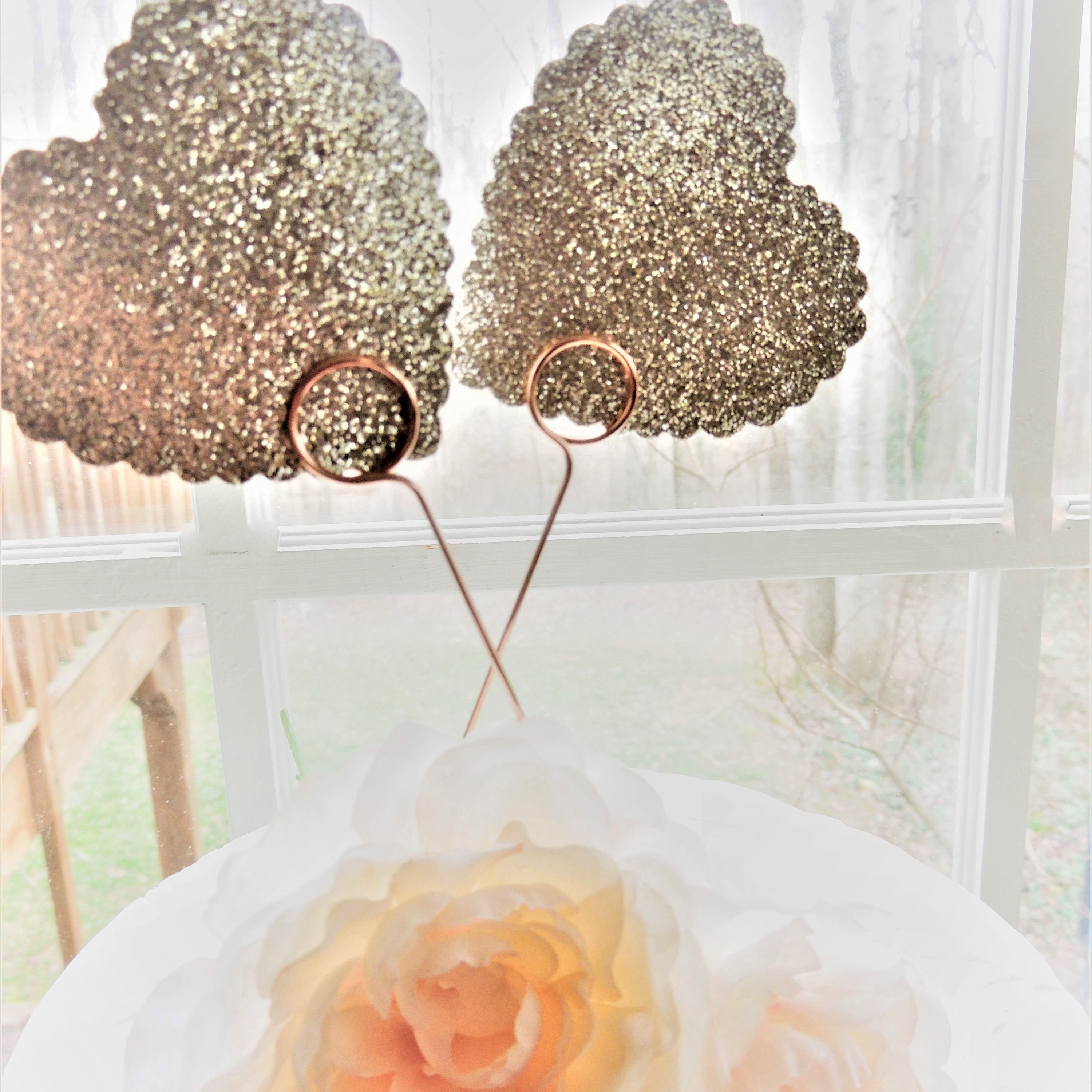 CAKE TOPPERS Wire Photo Card Holders Wedding Cake Topper Picture Holder ...