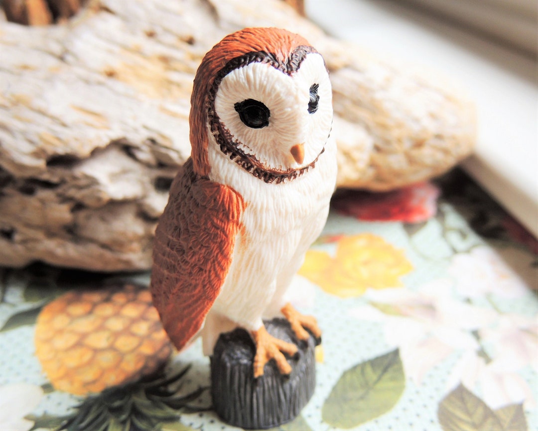 Large MINIATURE BARN OWL Bird Animals Figure Figurine Diorama Dollhouse ...