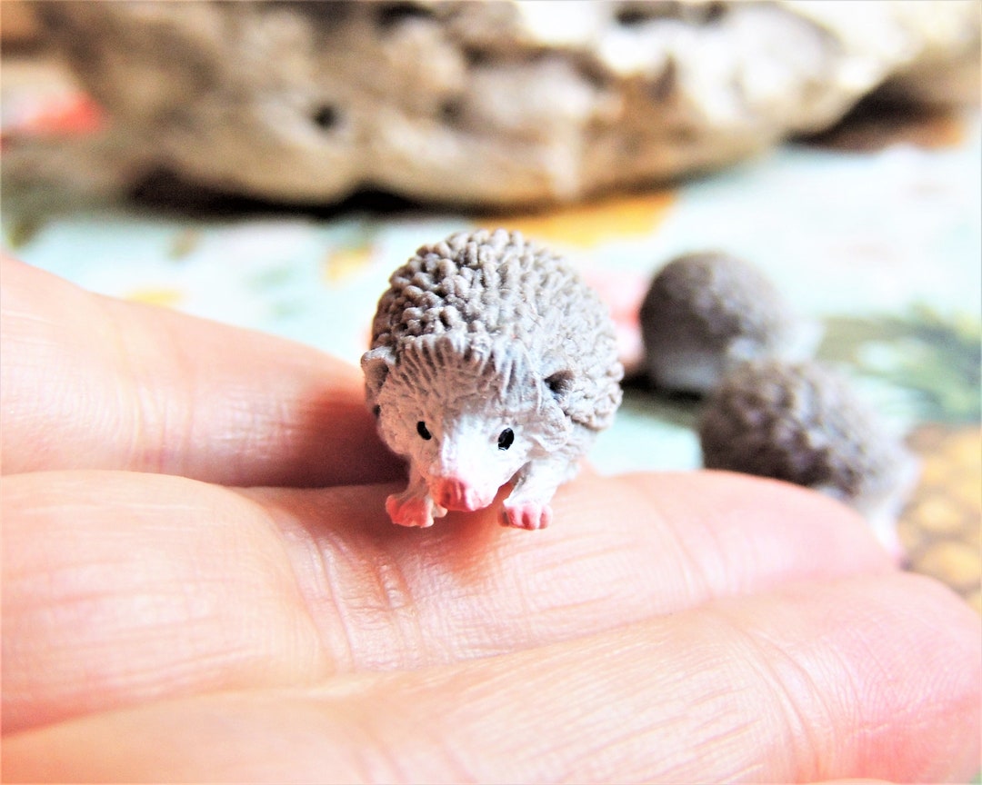 MINIATURE HEDGEHOG Animals Figures Figurines Fairy Garden Dollhouse ...