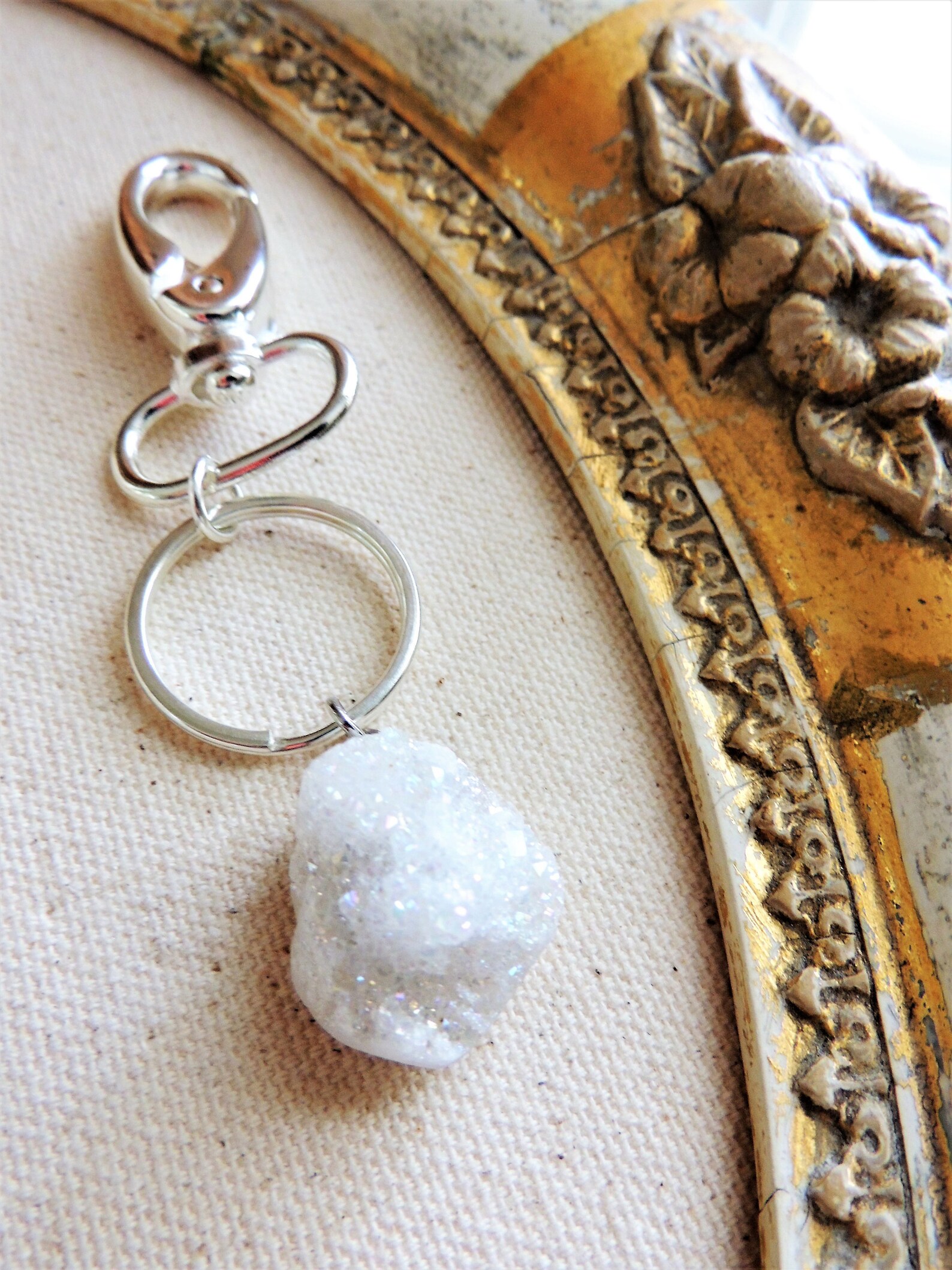 CRYSTAL KEYCHAIN Key Chain Key Ring Key Fob Druzy Geode - Etsy
