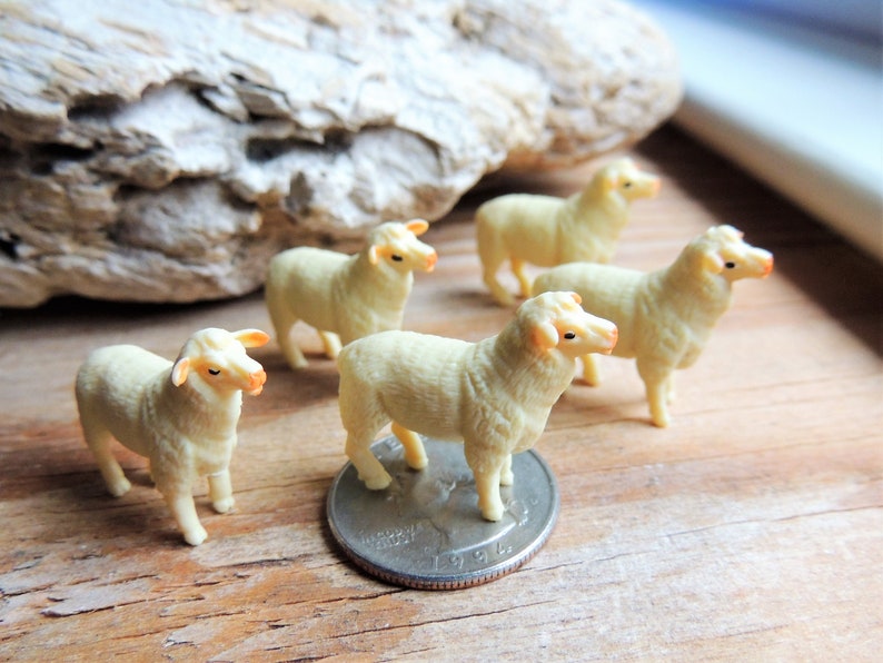 SHEEP MINIATURE Farm Animal Figures Figurines Fairy Garden | Etsy