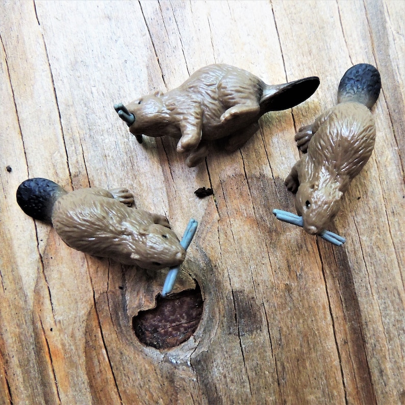 MINIATURE BEAVER Animal Figurine Fairy Gardens Dollhouse Diorama ...