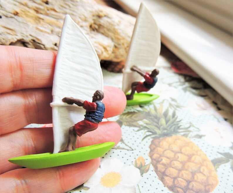 WIND SURFER MINIATURE Figure Figurine Fairy Garden Dollhouse Diorama ...