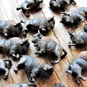 Set of Tiny MINIATURE Bison Animal Mini Figurines Figures Dollhouse ...