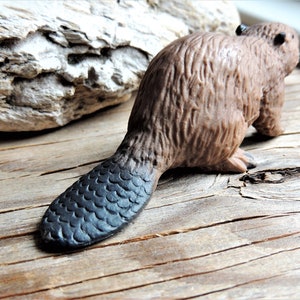 Large MINIATURE BEAVER Animals Figure Figurine Fairy Garden Diorama ...
