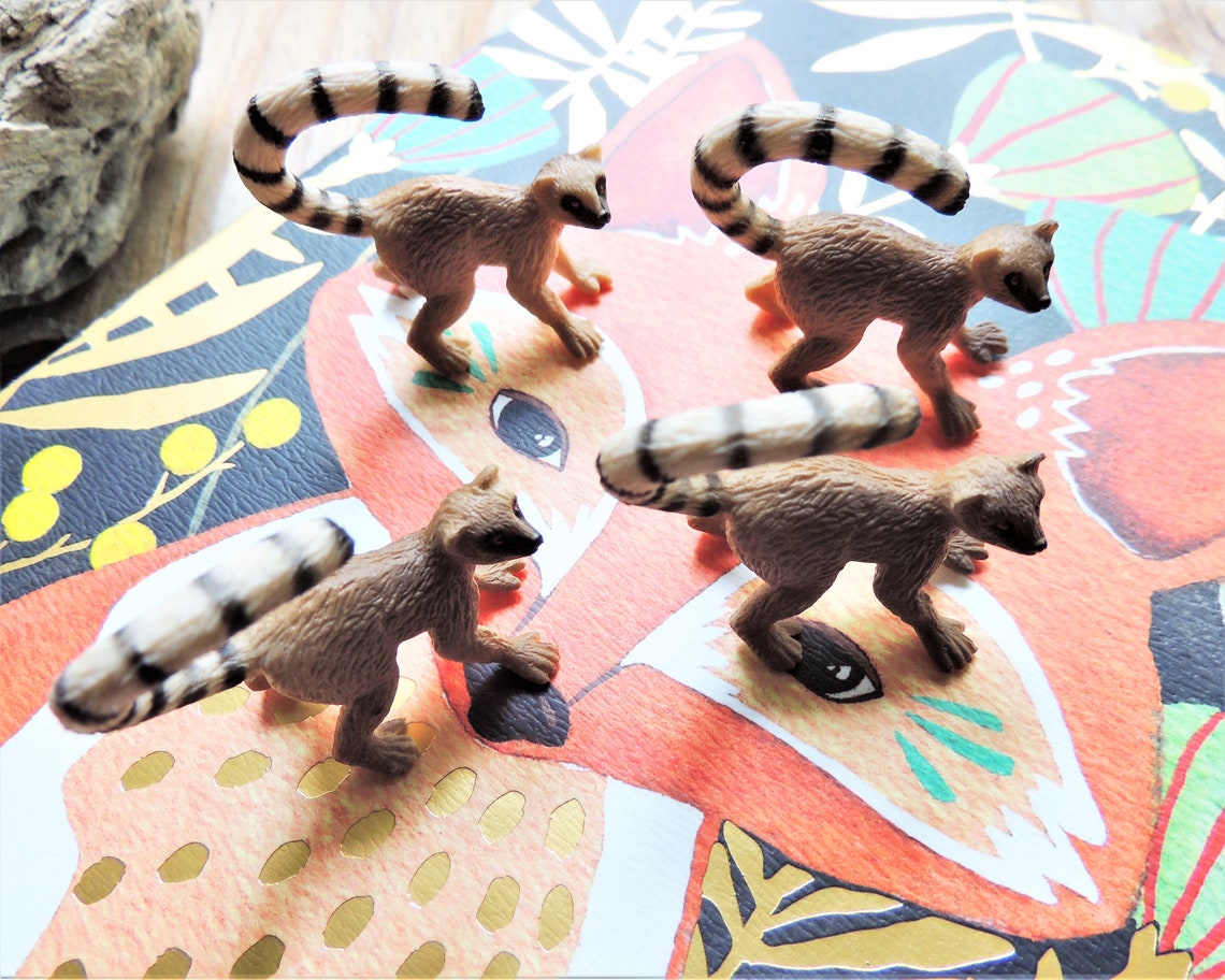 MINIATURE ANIMALS LEMUR Plastic Animal Figure Figurines - Etsy