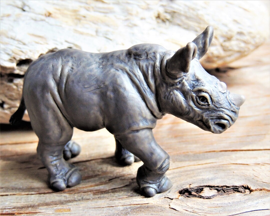 Large MINIATURE BABY RHINO Animals Figure Figurine Dollhouse Fairy ...