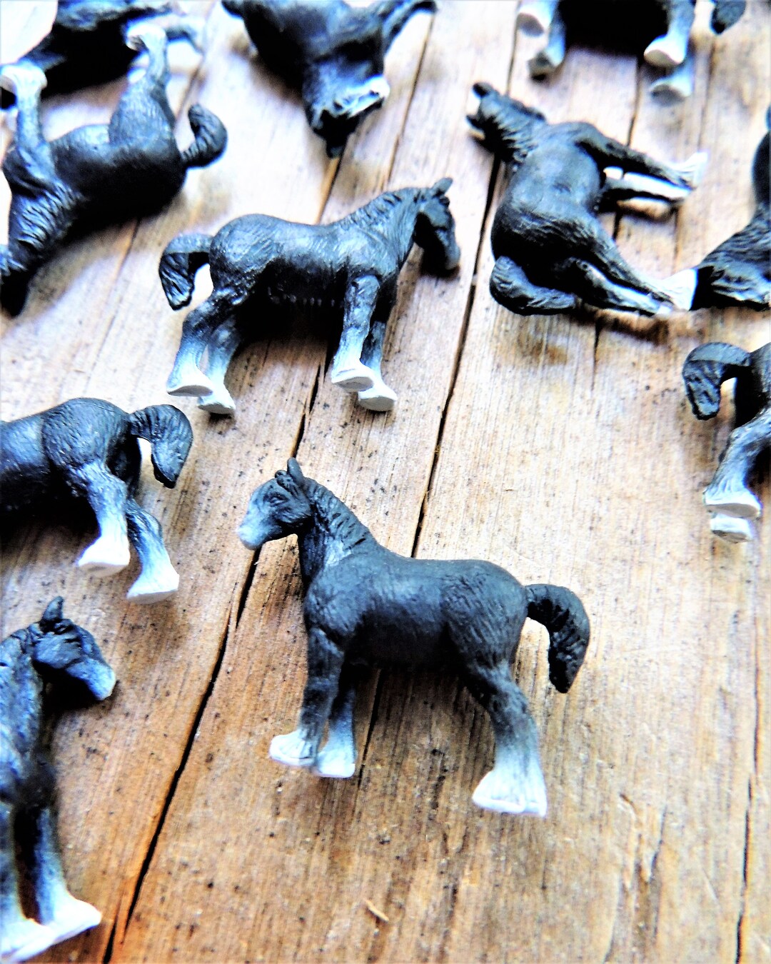 Set of Tiny MINIATURE BLACK HORSES: Minis for Fairy Gardens - Etsy