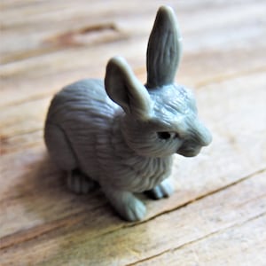 MINIATURE RABBIT Nature Plastic Animal Figures Figurines Dollhouse ...