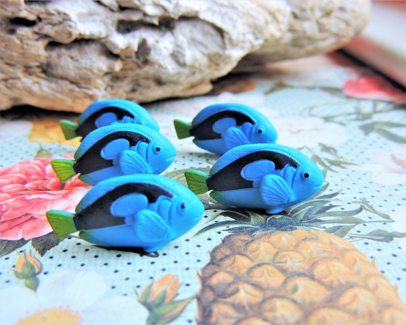 Set of MINIATURE FISH Blue Tangs Figures Figurines Ocean | Etsy