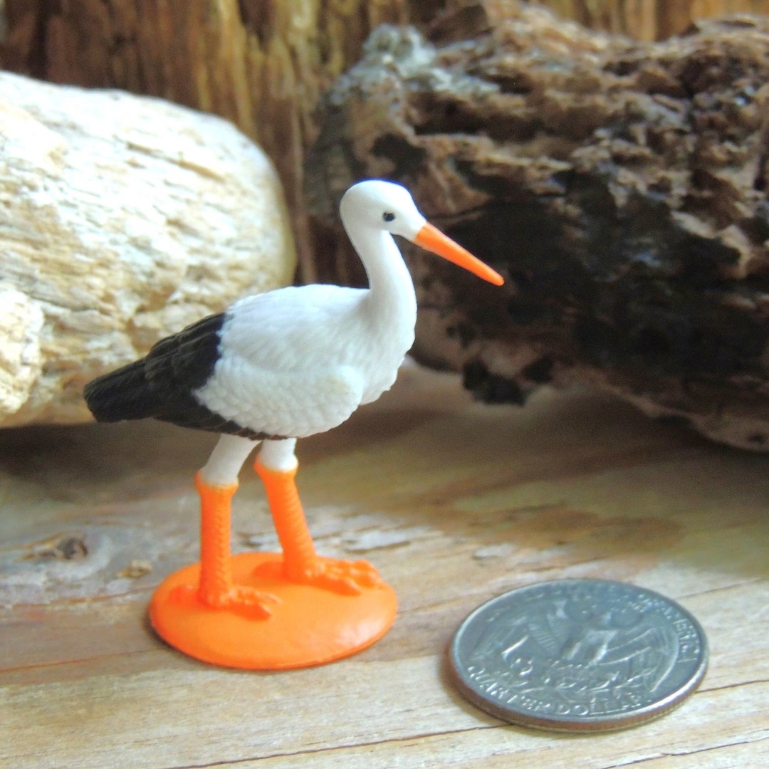 MINIATURE WHITE STORK Bird Animal Figure Figurine Dollhouse Fairy ...