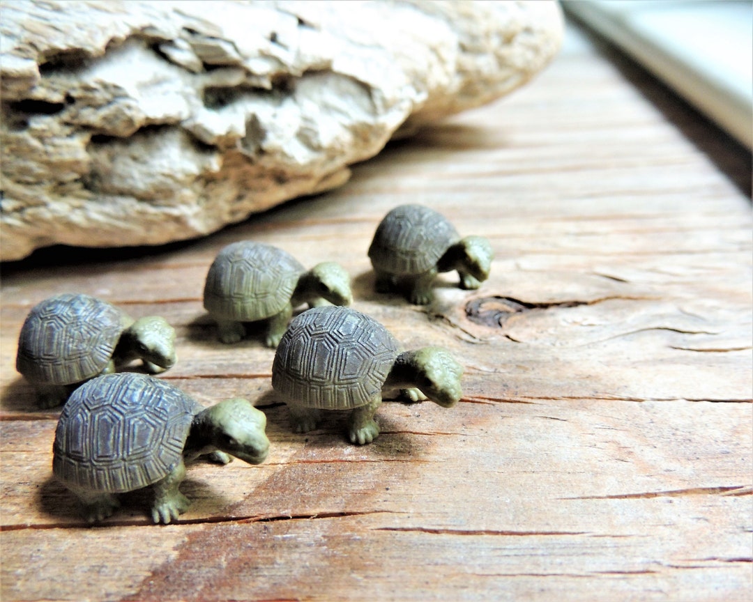 Set of MINIATURE TORTOISE Turtle Tiny Mini Soft Figurines Fairy Gardens ...
