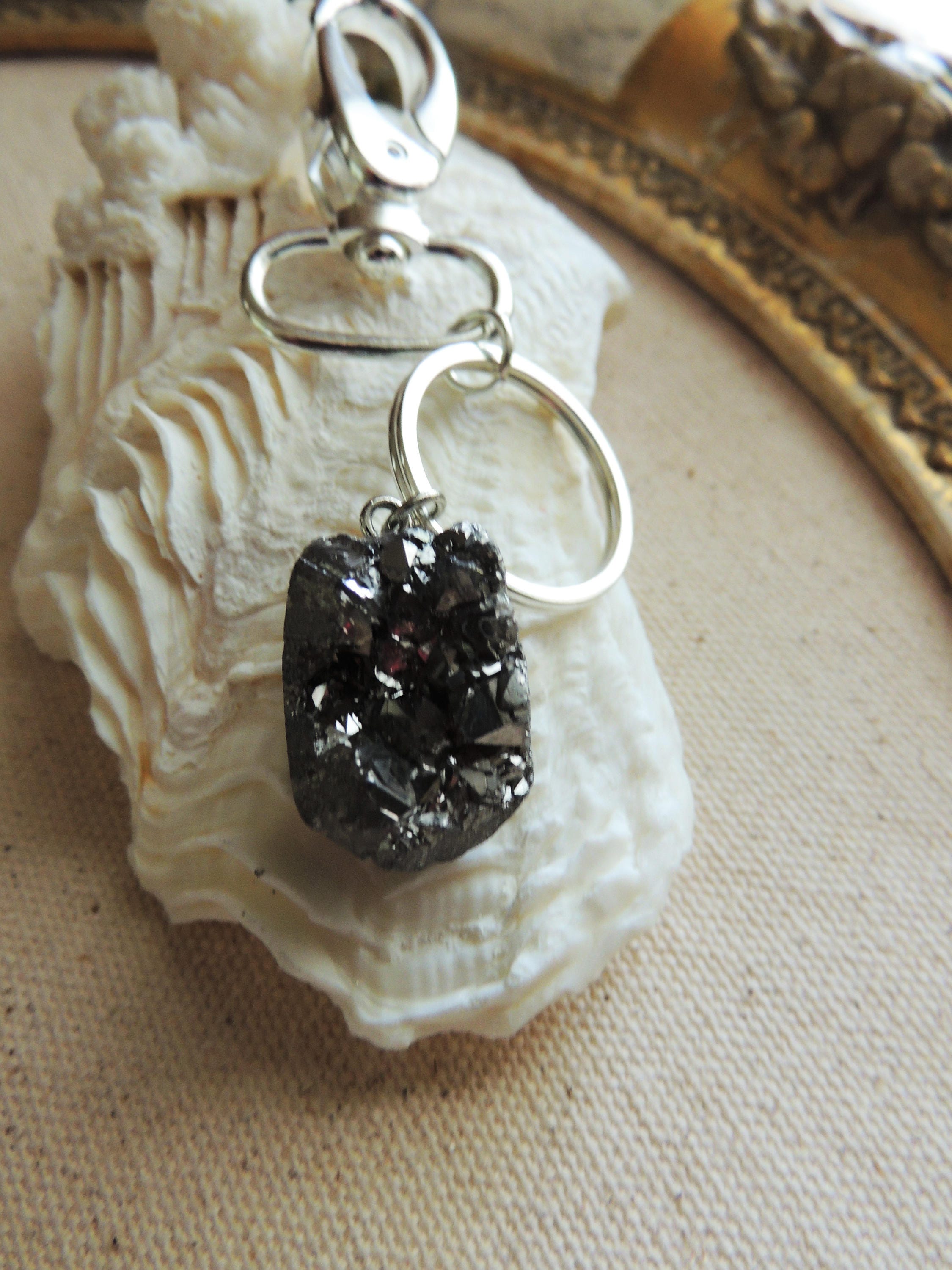 CRYSTAL KEYCHAIN Key Chain Key Ring Key Fob Druzy Geode | Etsy