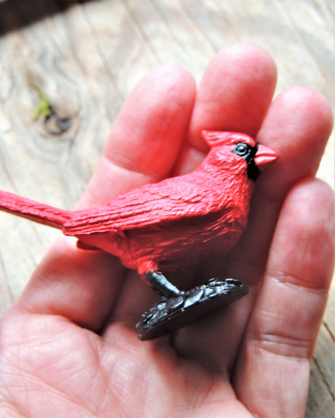 MINIATURE CARDINAL Bird Plastic Animals Figures Figurines Dollhouse ...