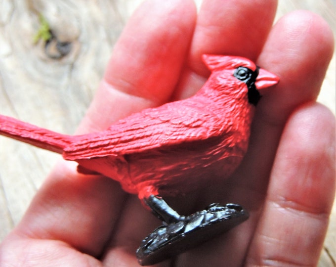 MINIATURE CARDINAL Bird Plastic Animals Figures Figurines | Etsy