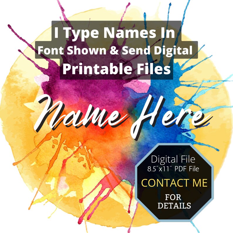 Watercolor Paint Splatter PRINTABLE PDF RA Door Decs Student Desk Name ...