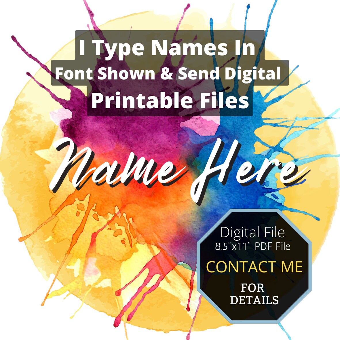 Watercolor Paint Splatter PRINTABLE PDF RA Door Decs Student Desk Name ...