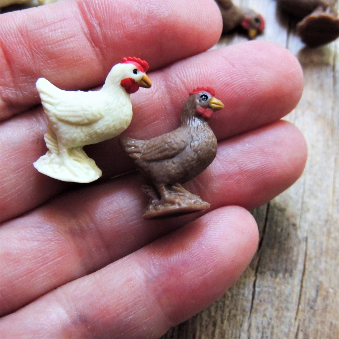 MINIATURE Chicken Hen Mini Farm Animals Figure for Fairy Garden Crafts ...