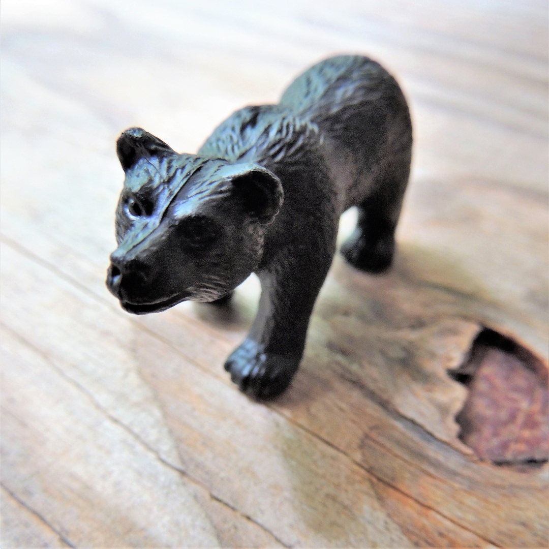 MINIATURE BLACK BEAR Nature Plastic Animal Figures Figurine Dollhouse ...