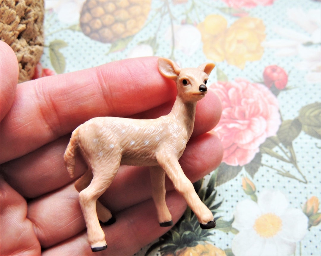 MINIATURE FAWN DEER Animal Figurine Miniatures Farm Animals Plastic ...