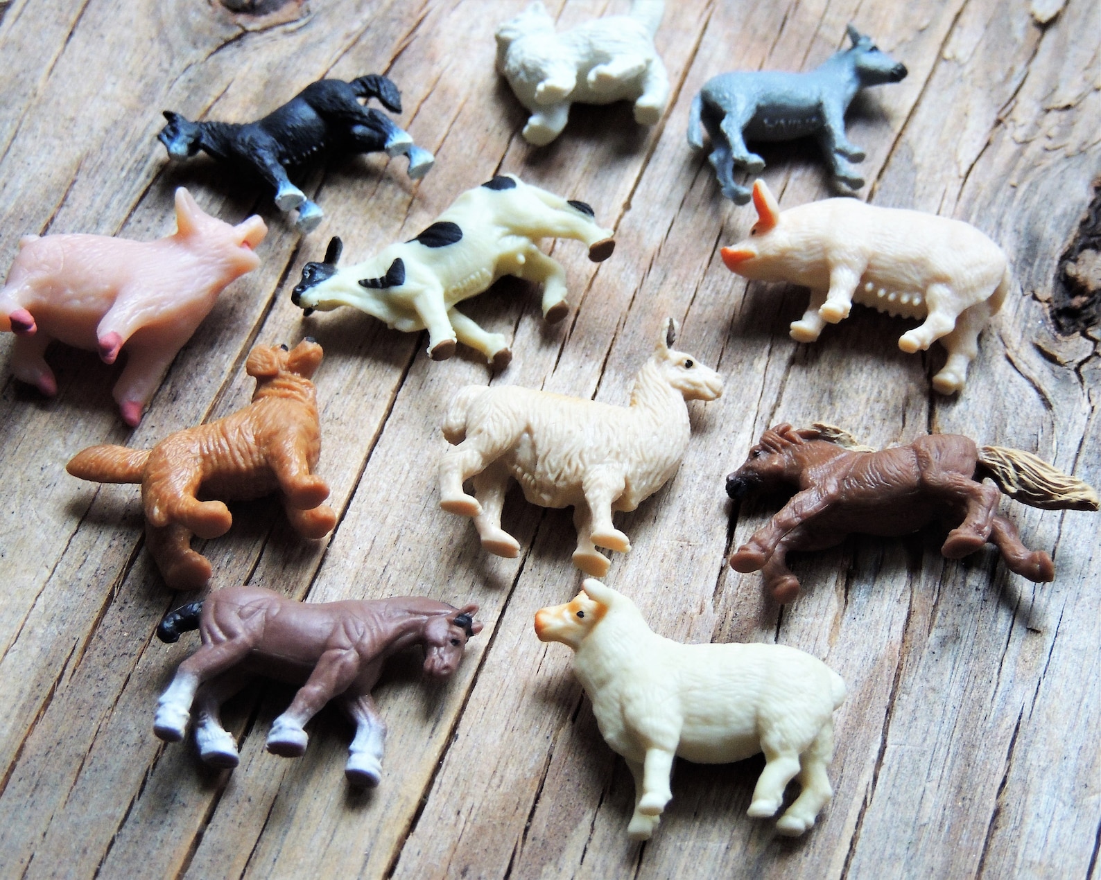 MINIATURES Farm Animal Figurine Rabbit Horse Cow Sheep Figures ...