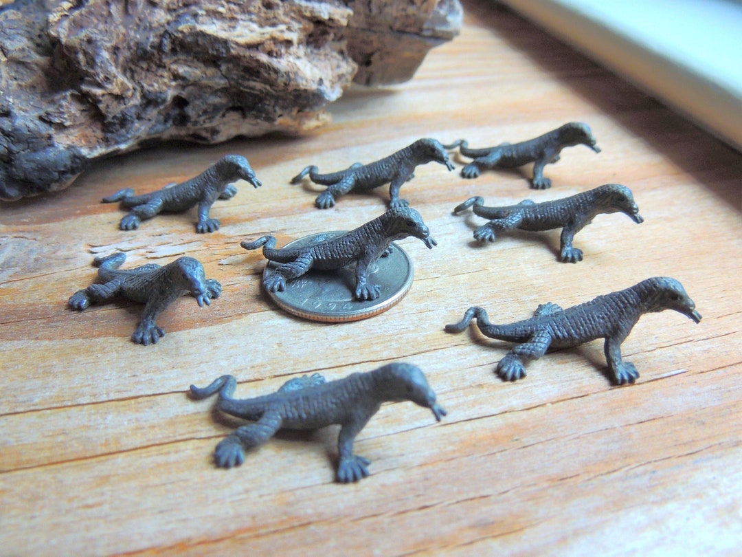 Set of MINIATURE KOMODO DRAGON Tiny Mini Figure Dollhouse Terrarium ...