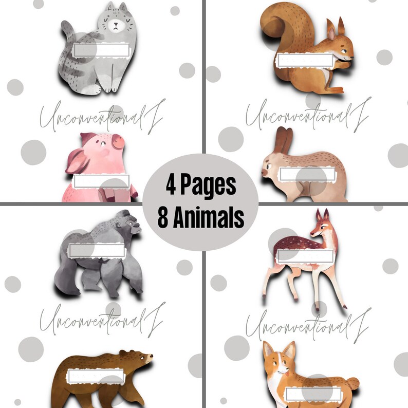 Cute Animal PRINTABLE PDF Student Desk Name Plate RA Door Decs - Etsy