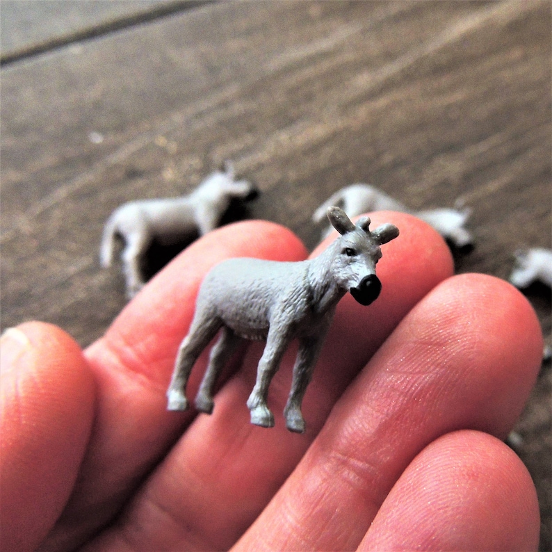 MINIATURE DONKEY Mini Farm Animals Figure Dollhouse Diorama Terrarium ...