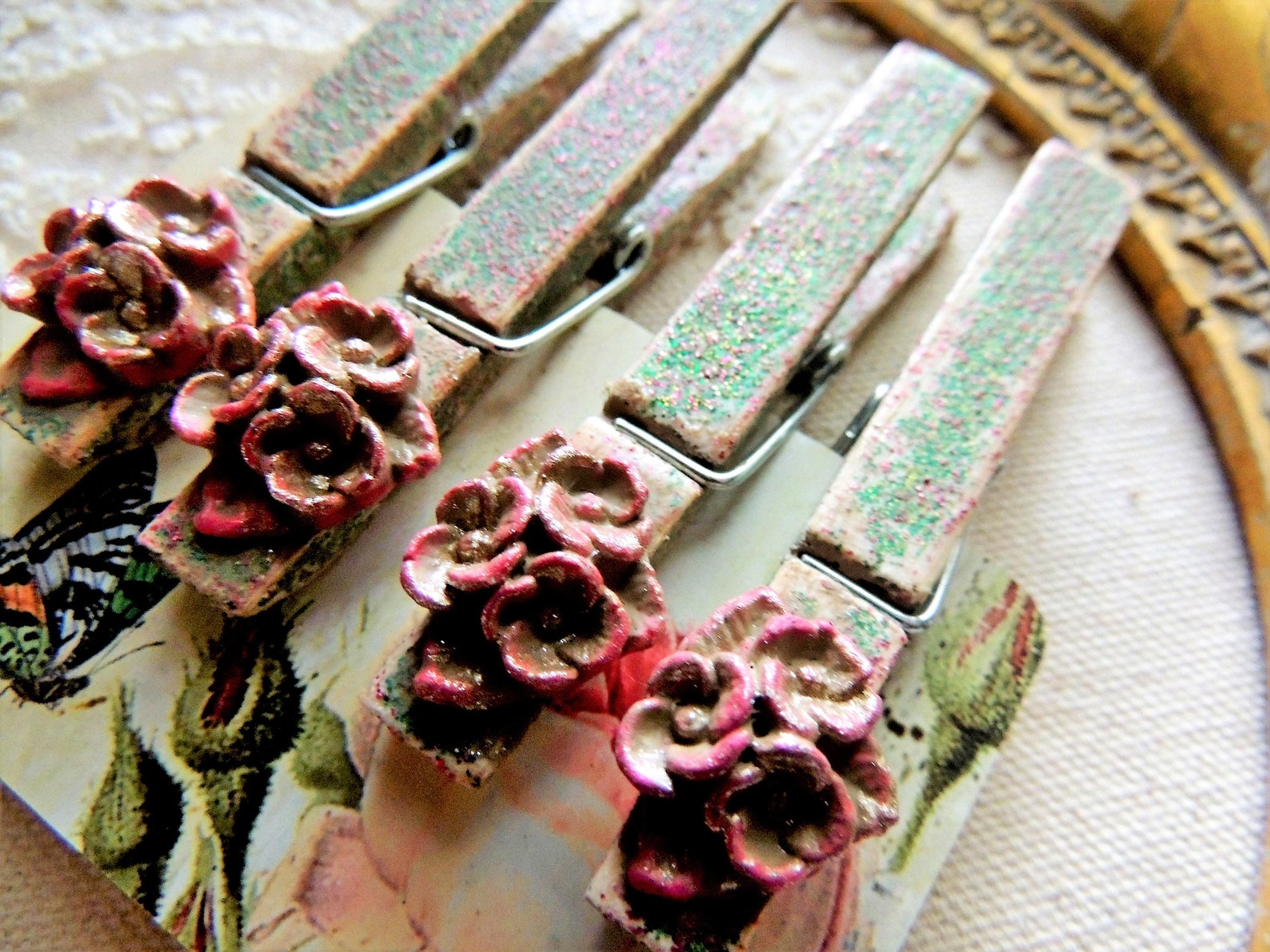 GLITTER CLOTHESPINS DECORATIVE Clothes Pin Magnet Wooden - Etsy