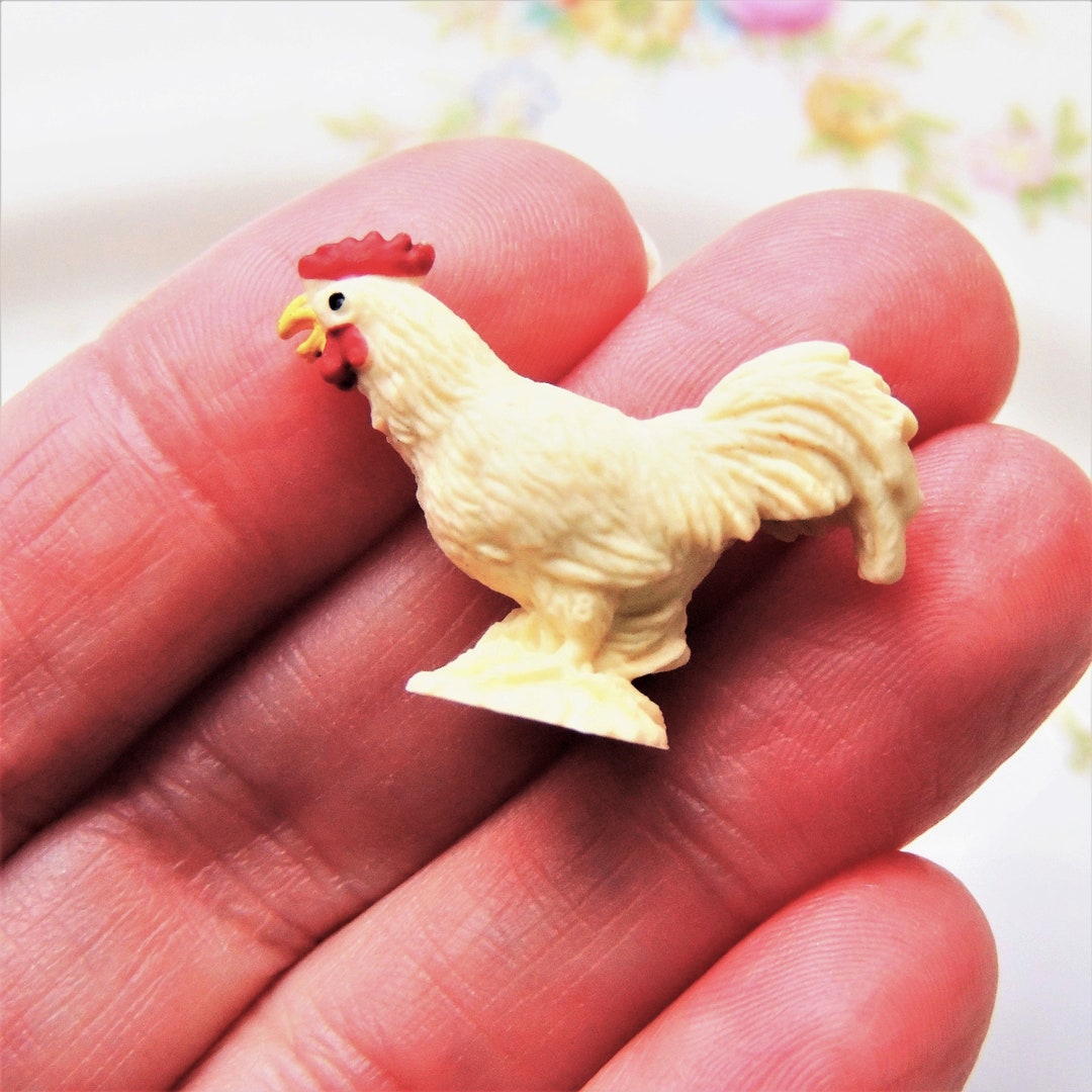 Tiny ROOSTER MINIATURE Farm Animals Figures Figurine Fairy Garden ...