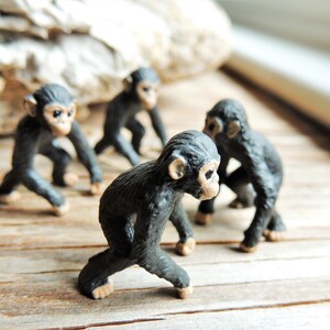 MINIATURE CHIMPANZEE: Tiny Animal Figurine CHIMP Figure Dollhouse Fairy ...