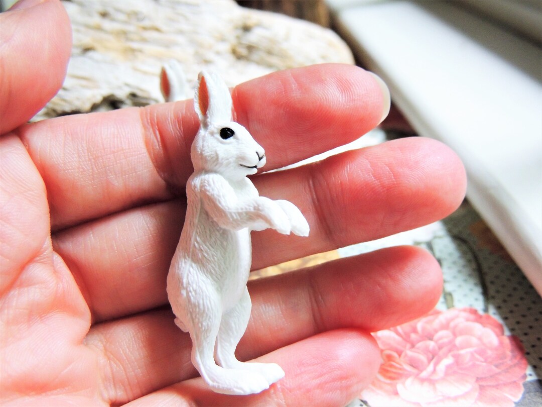 Arctic Rabbit MINIATURE FIGURINE Animals Figures Fairy Garden Dollhouse ...