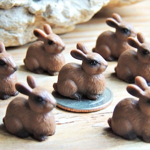 RABBIT MINIATURES Animal Figurines Mini Soft Farm Figures Dollhouse ...