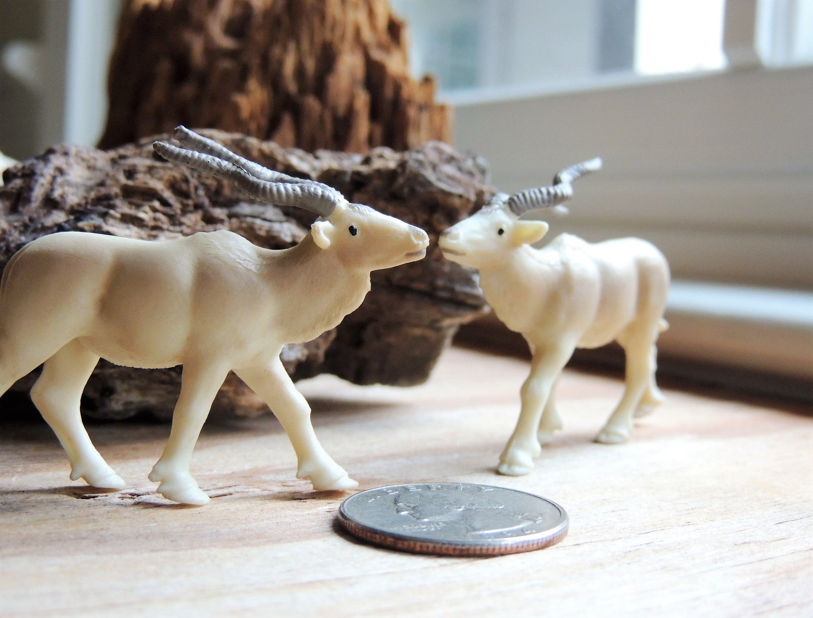 MINIATURE WHITE ANTELOPE Addax Animal Figurines Figures Fairy Garden ...