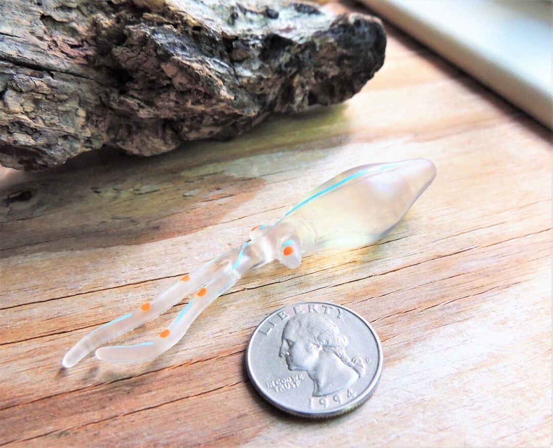 MINIATURE GLASS SQUID Deep Sea Creature Plastic Figure Figurine ...