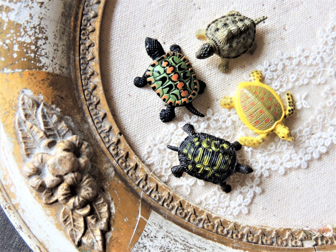 MINIATURE TURTLES Plastic Animal Figures Figurines Dollhouse Diorama ...