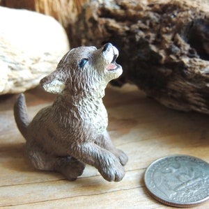 Large MINIATURE WOLF PUP Cub Animals Figure Figurine Dollhouse Fairy ...