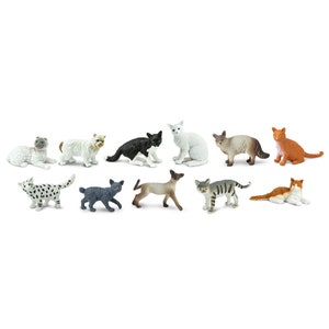 MINIATURE CAT FIGURINES Animal Mini Figure Birman Cats Kitten White ...