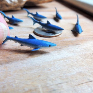 Tiny MINIATURE BLUE SHARK Animal Figurines Figures Dollhouse Diorama ...