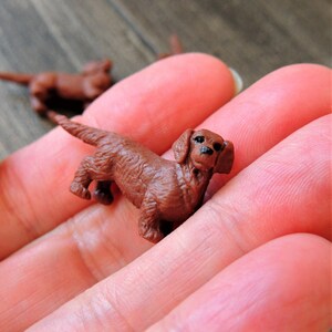 MINIATURE DACHSHUND Dog Figurine Tiny Soft Animal Figures Micro Mini ...