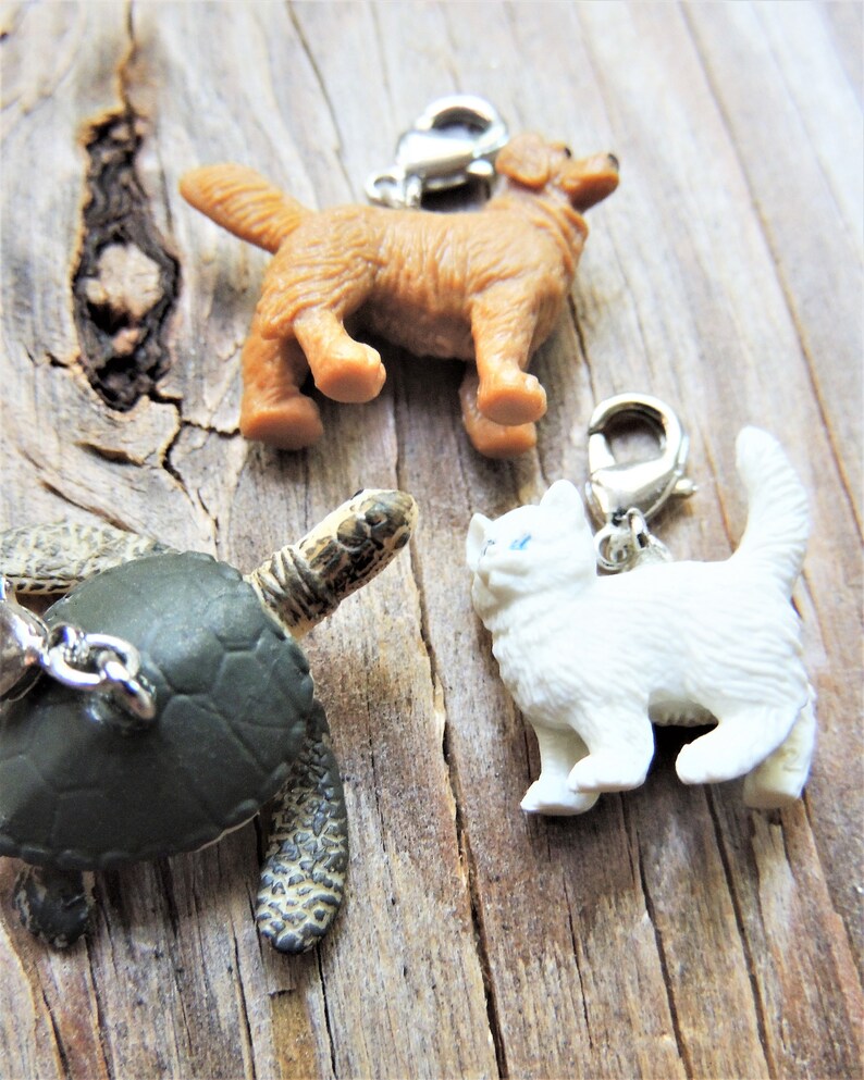 CLIP-ON CHARMS Tiny Animal for Bracelet Cell Phone Planner Kindle ...