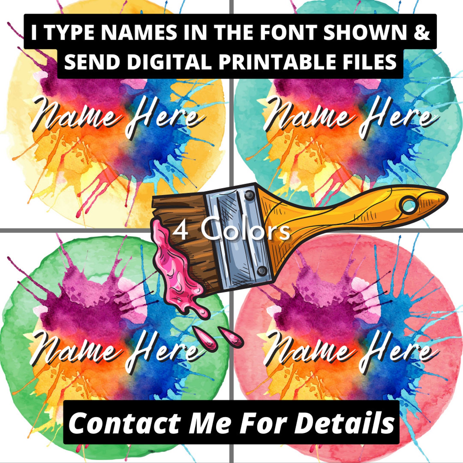 Watercolor Paint Splatter PRINTABLE PDF RA Door Decs Student Desk Name ...