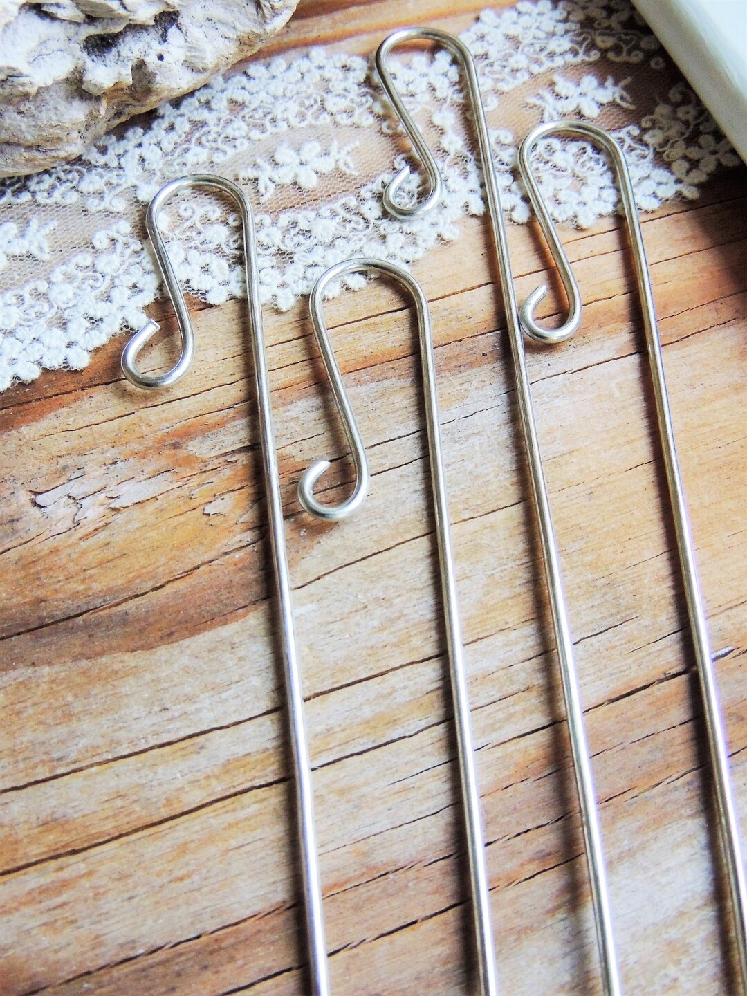 WIRE TABLE Shepherds Hook Crook Tall Place Card Holders Sticks Stems ...