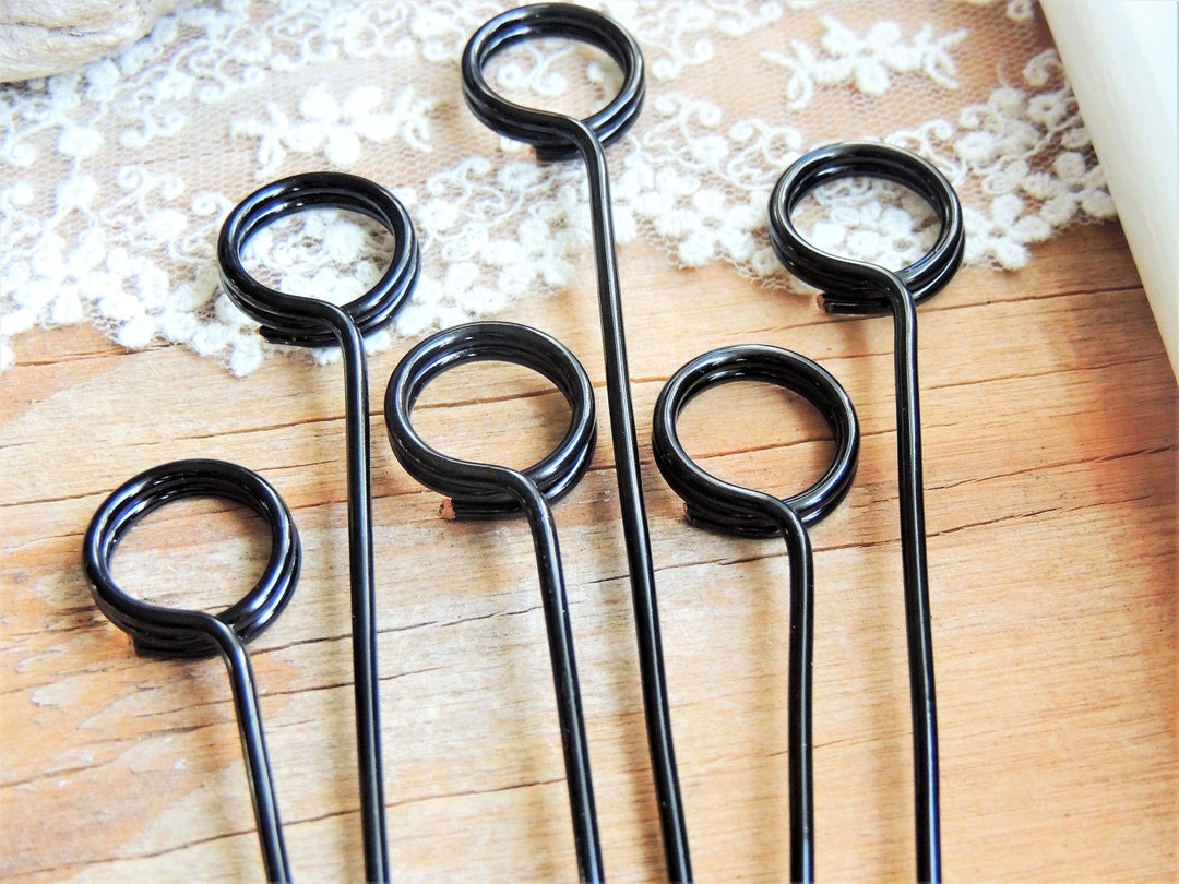 Set of 6 WIRE CARD HOLDERS 4.5" Tall Picks Black Bronze No Base Place ...