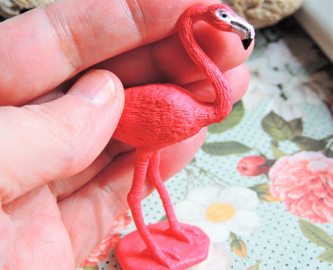 MINIATURE FLAMINGO Bird Plastic Animals Figures Figurines Dollhouse ...
